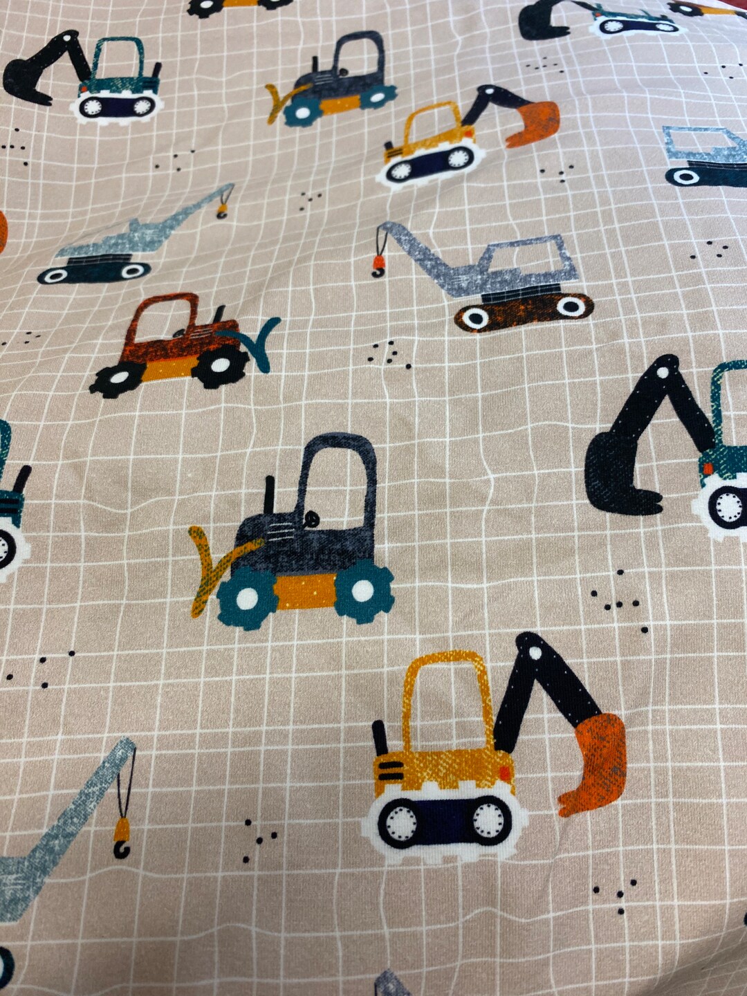 Knit Digger and Tractor Fabric - Etsy