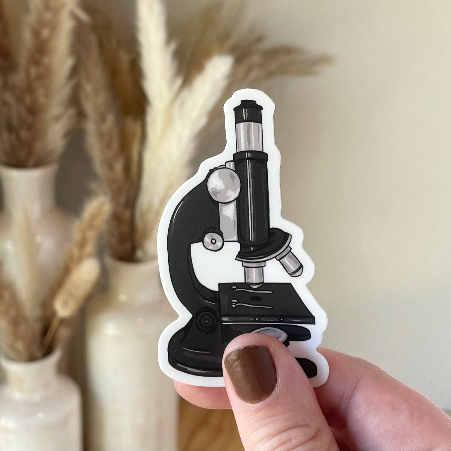 Vintage Microscope Sticker Graduation Gift for Scientist Vinyl Laptop ...