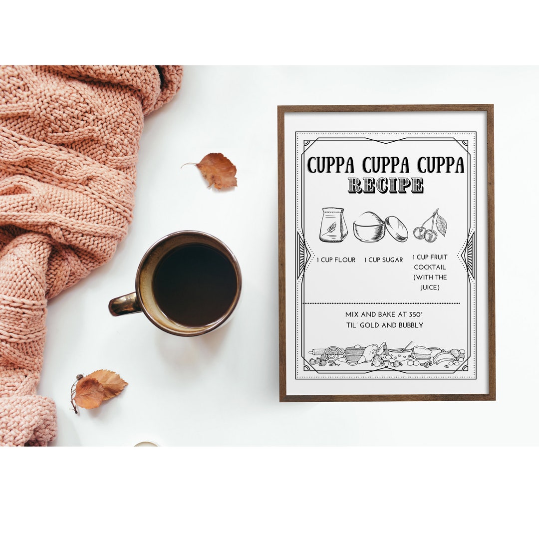 Cuppa Cuppa Cuppa DIGITALFILE KITCHEN Print RECIPE Print - Etsy