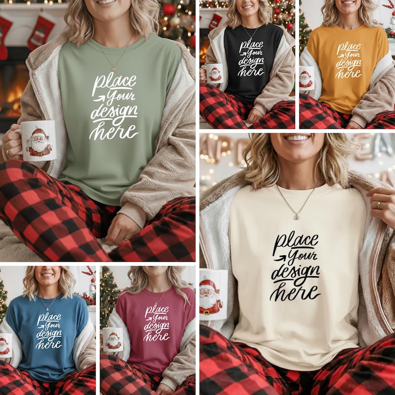 Xmas Pullover, Shirt Mockup Bundle, Comfort Colors 1717 , Holiday ...