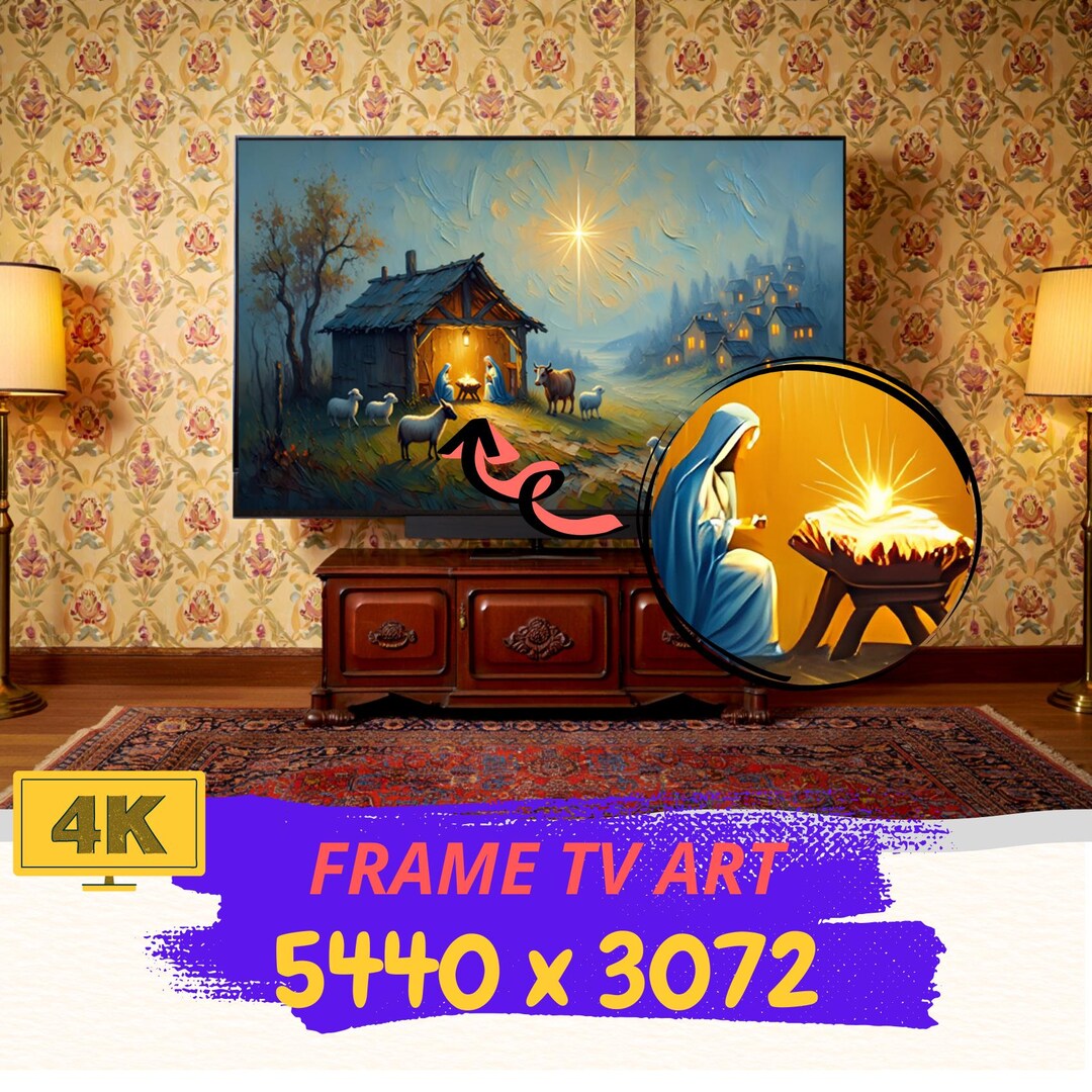 Christmas Nativity Frame TV Art | 4K Digital Download | Manger Scene ...