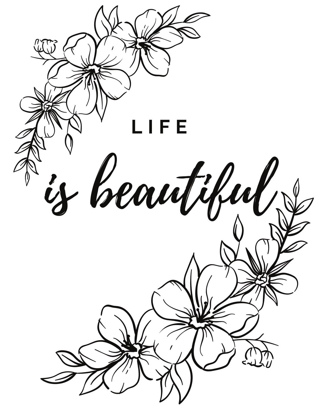 Coloring Page Life is Beautiful - Etsy