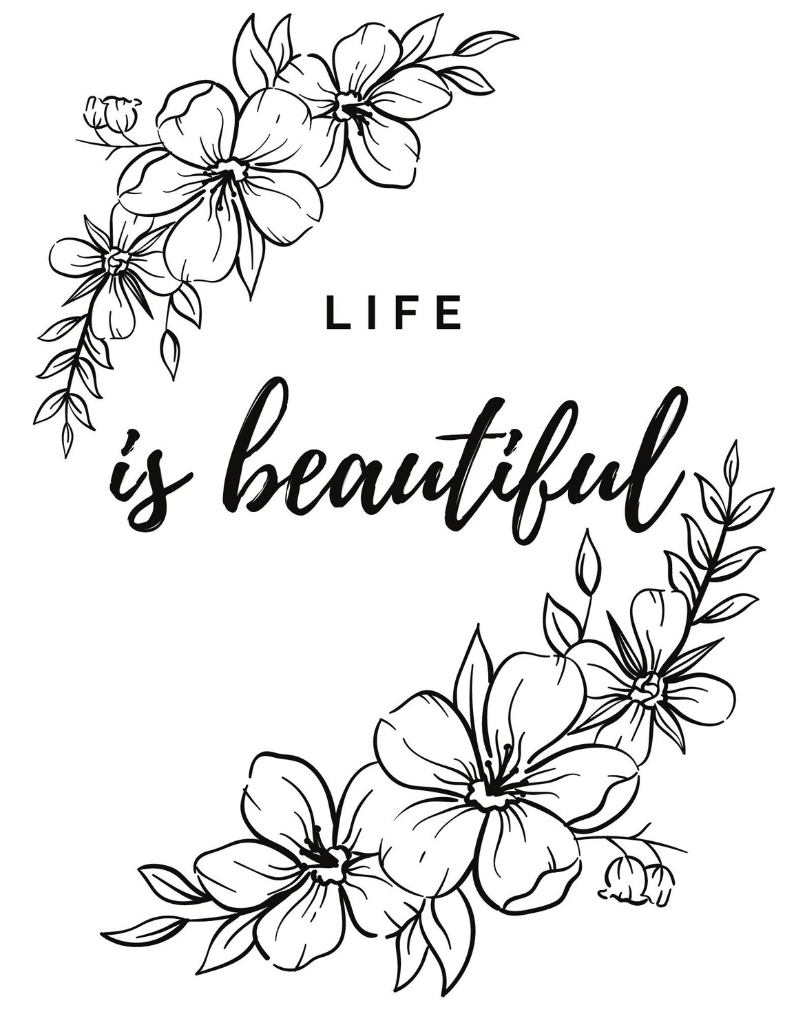 Coloring Page Life is Beautiful - Etsy