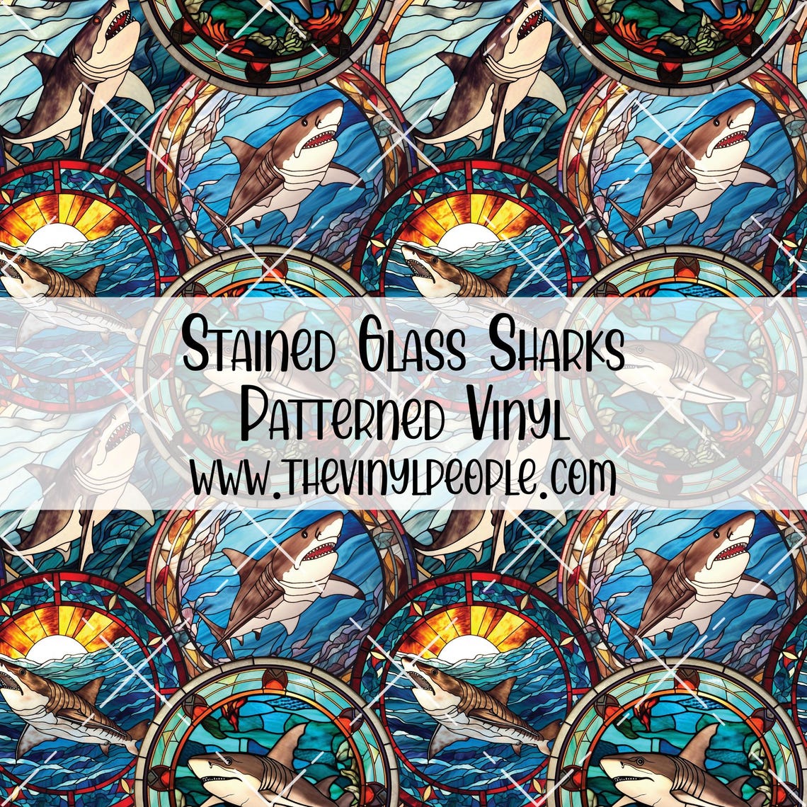 Stained Glass Sharks Patterned Vinyl - Etsy