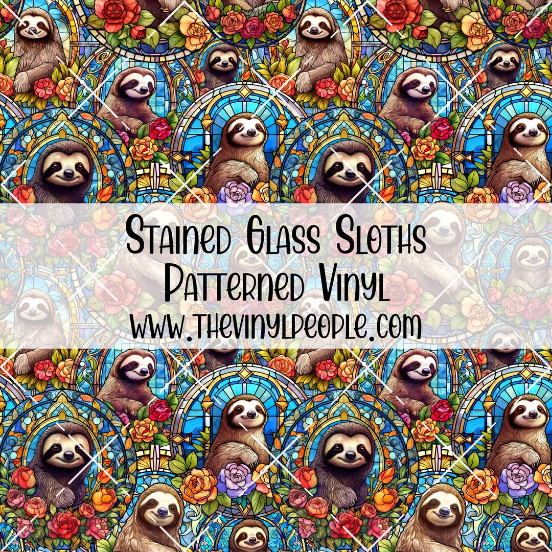 Stained Glass Sloths Patterned Vinyl - Etsy