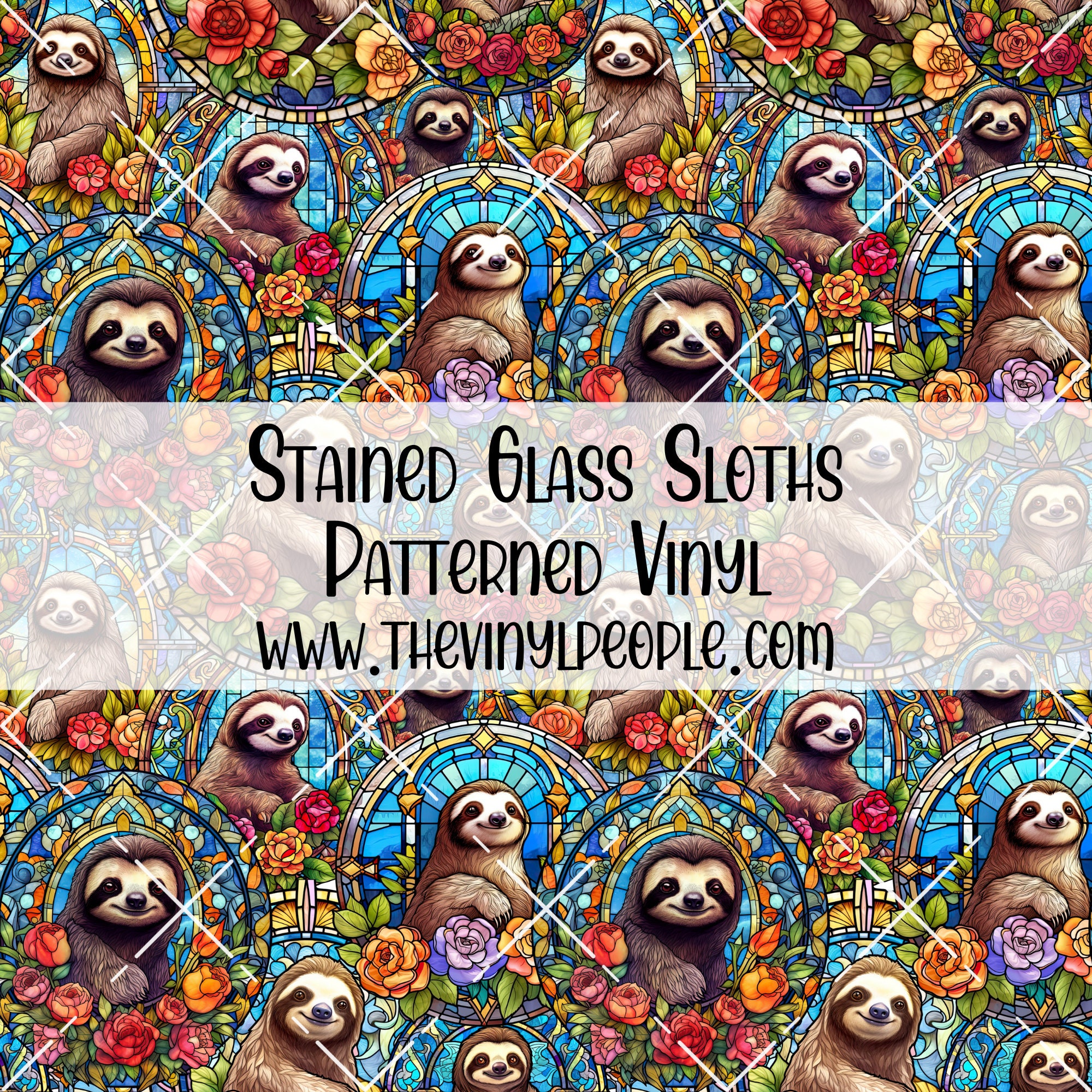 Stained Glass Sloths Patterned Vinyl - Etsy