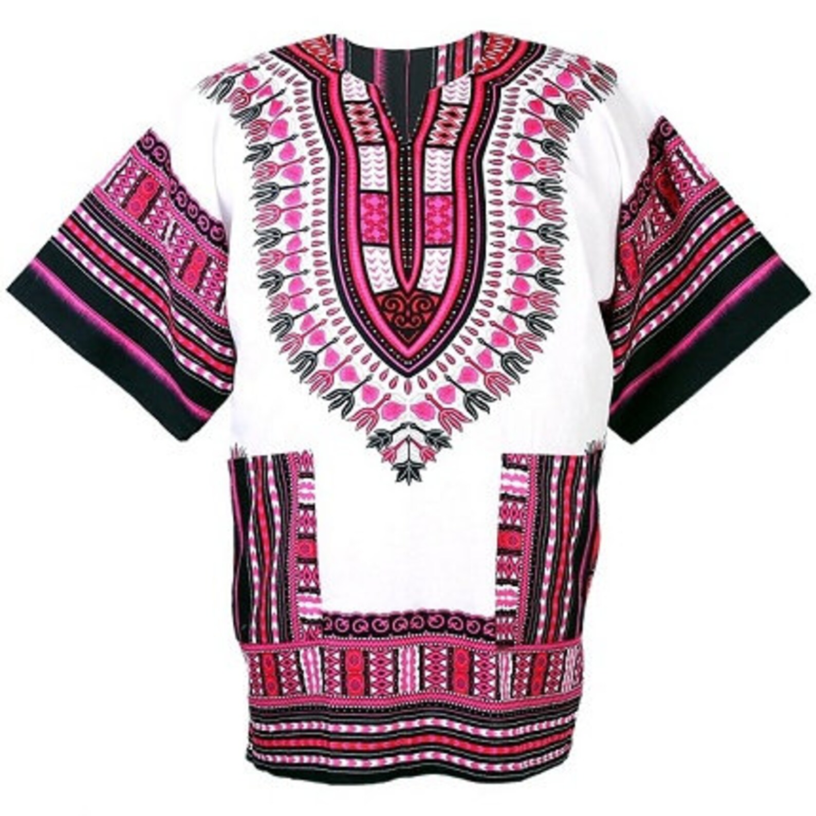 Traditional African Dashiki Print Unisex Top/shirt/blouse White/rose ...
