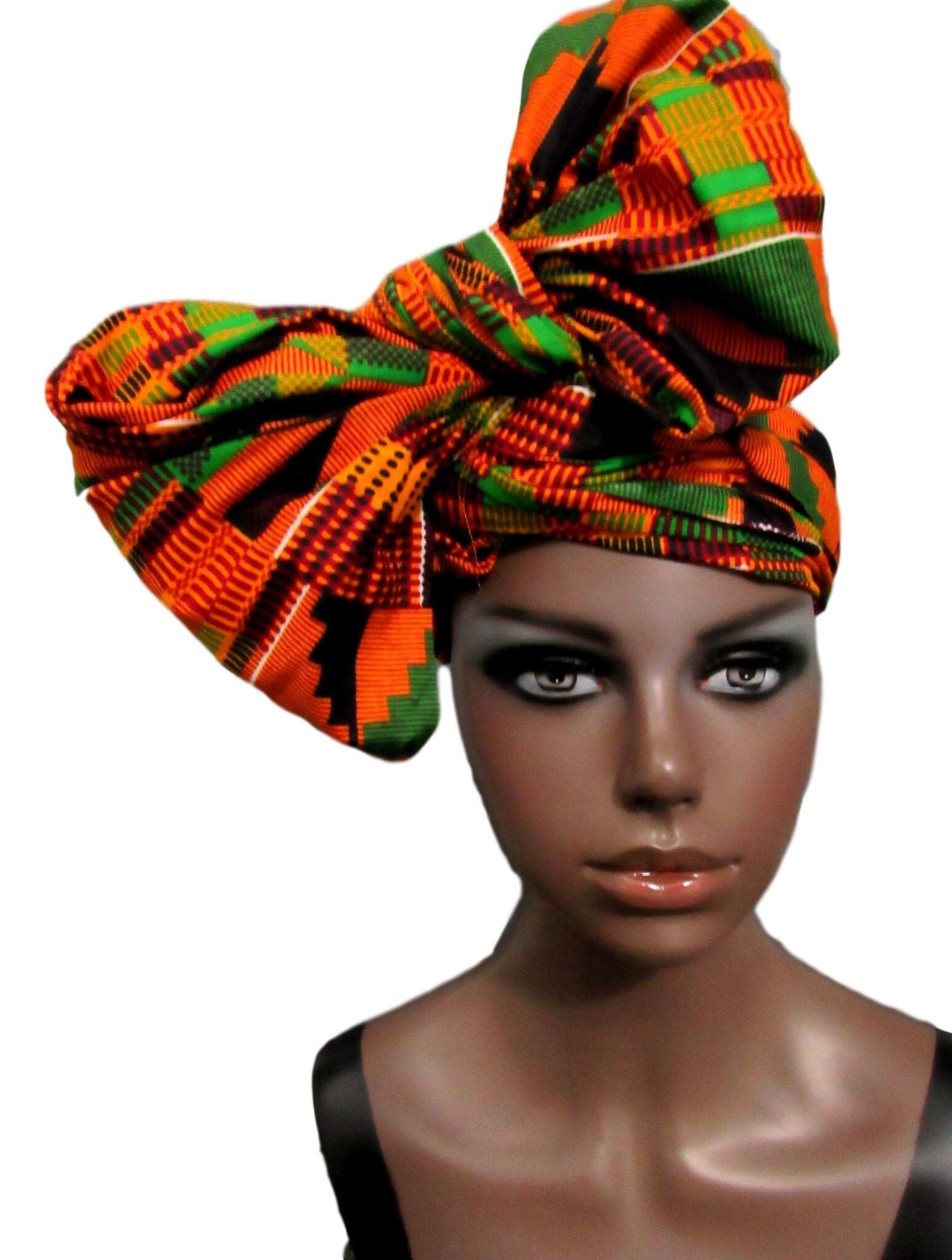 Kente Print Head Wraps for Women Ankara Head Wraps African Print Fabric ...
