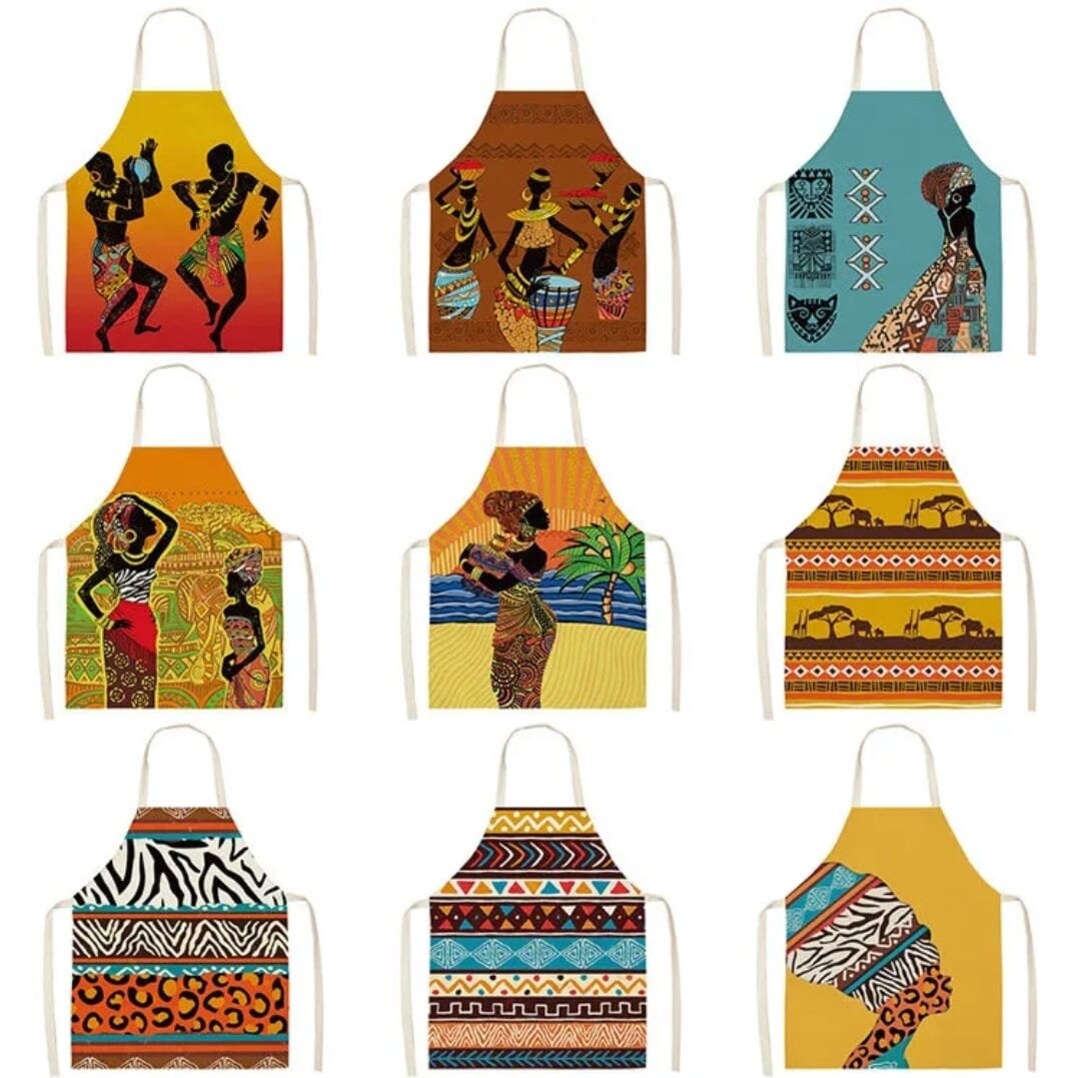 African Inspired Aprons for for the Kitchen. Cotton Linen Pinafore ...
