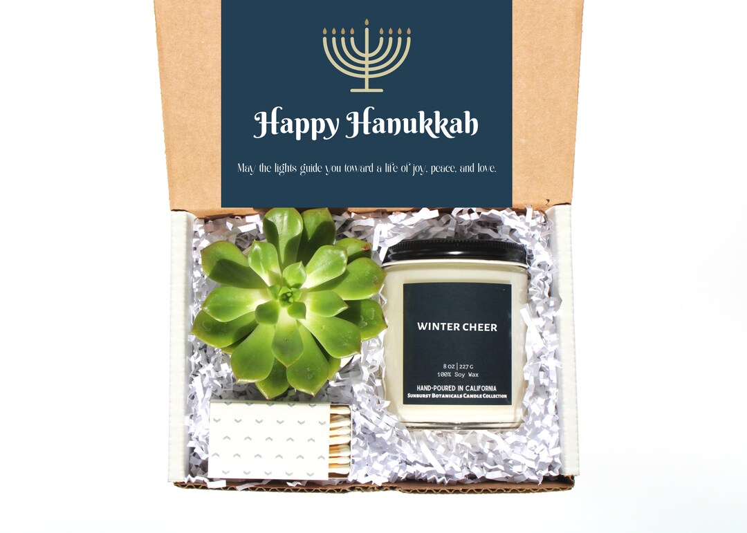 HANUKKAH GIFT BOX With Succulent and Candle, Chanukkah Present for ...