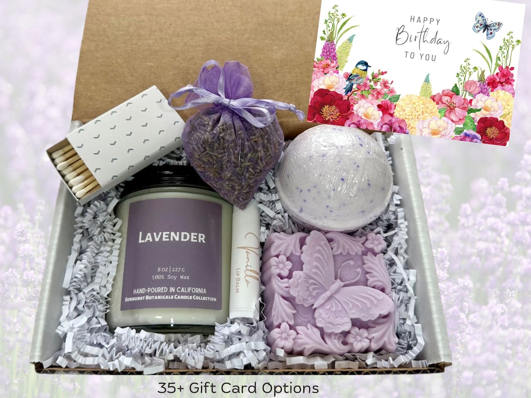 Lavender Candle Gift Box With Butterfly Shaped Soap -bath Bomb and ...