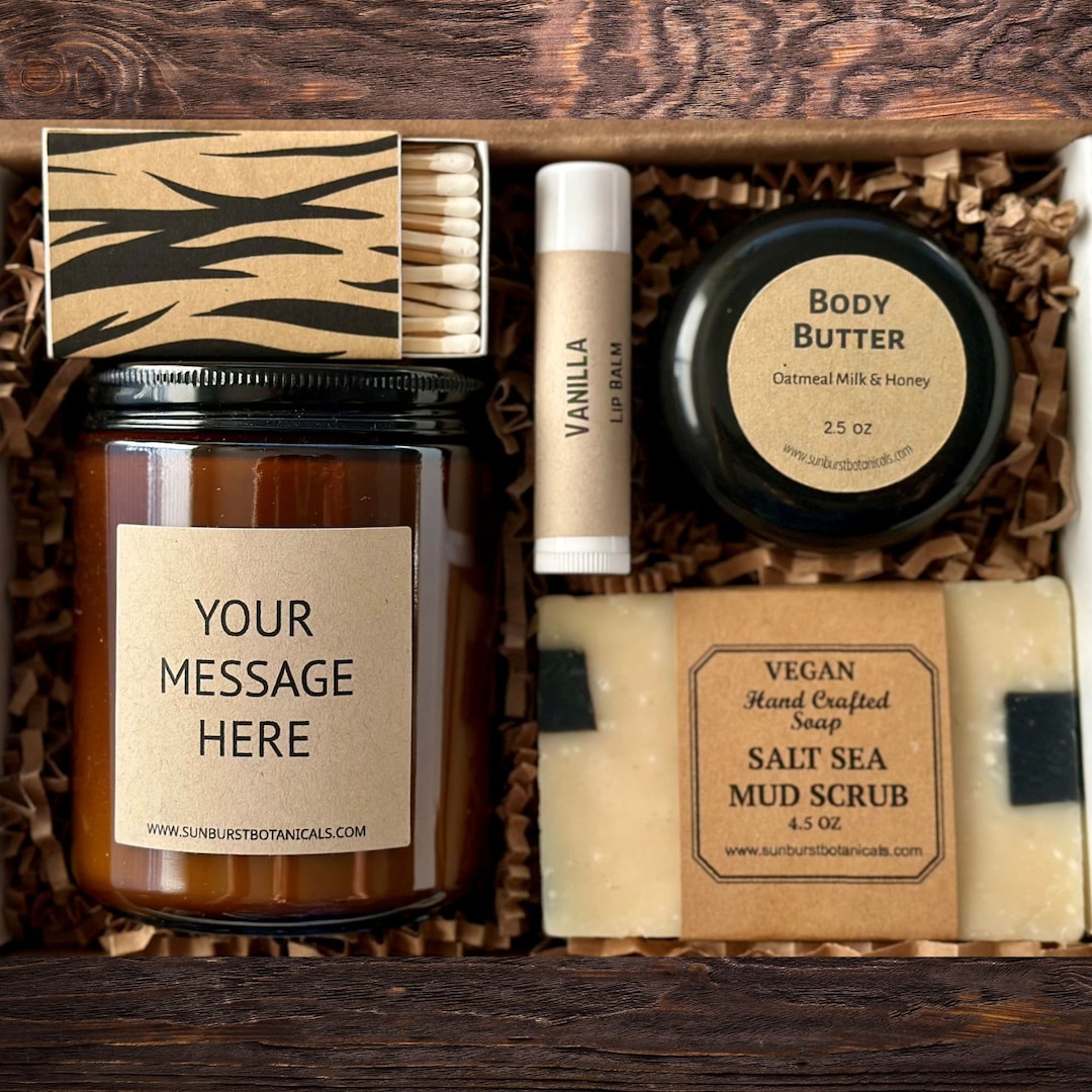 Men's Self Care Gift Set, Custom Message Candle, Spa Box, Pamper ...