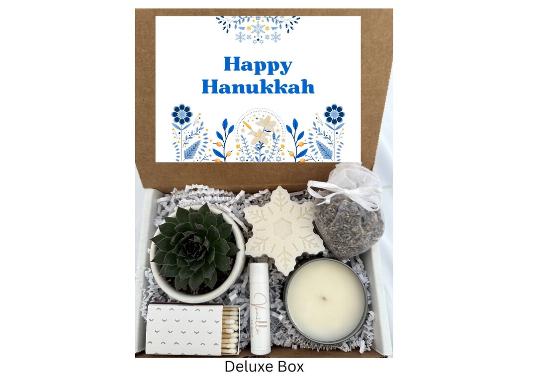 HAPPY HANUKKAH Gift Box, Succulent and Candle Hanukkah Gift, Chanukkah ...