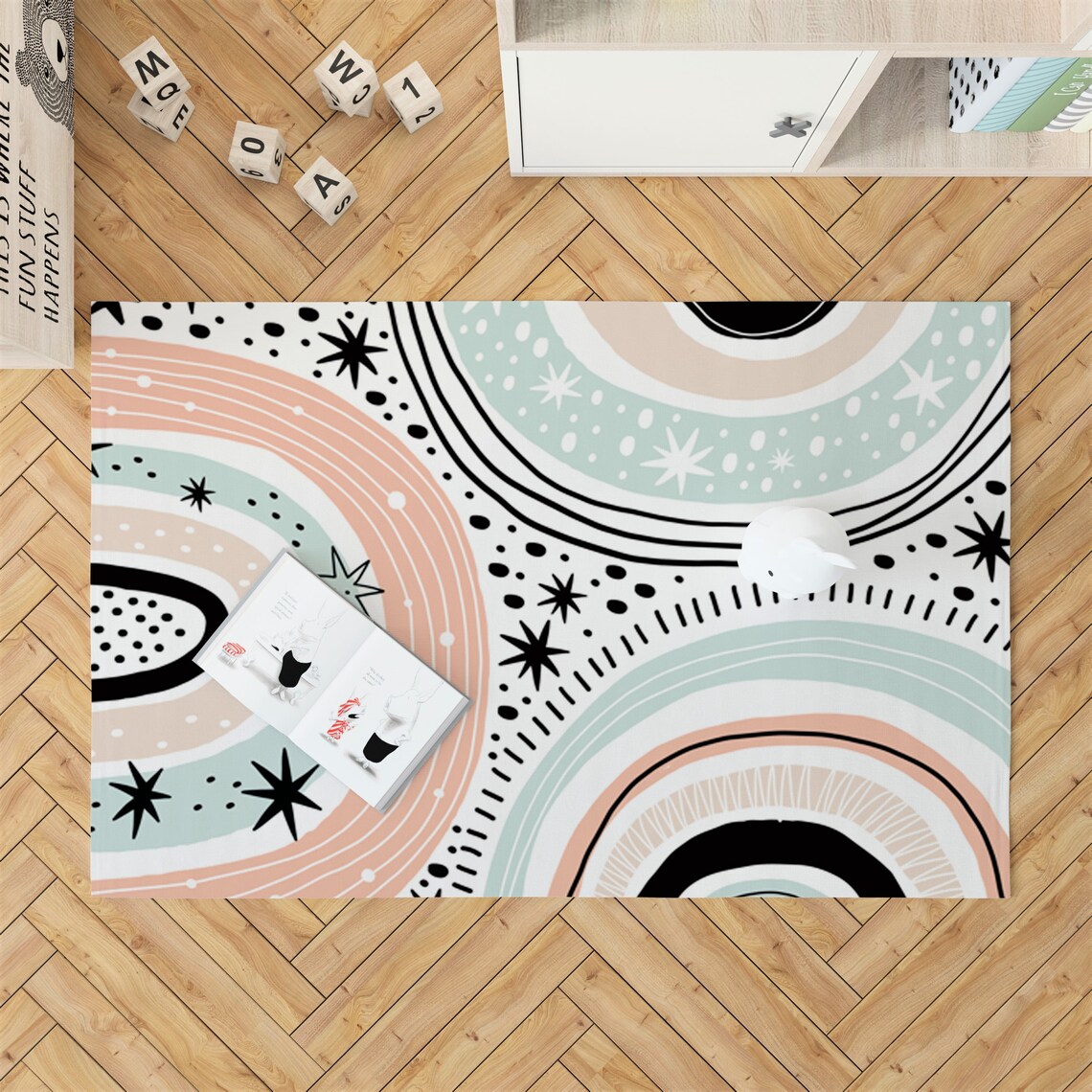 Boho Rainbow Nursery Rug Pink Blue Boho Area Rug Cute | Etsy