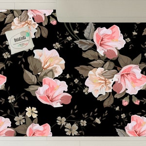 Floral Area Rug Black and Pink Area Rug Floral Vintage Black | Etsy