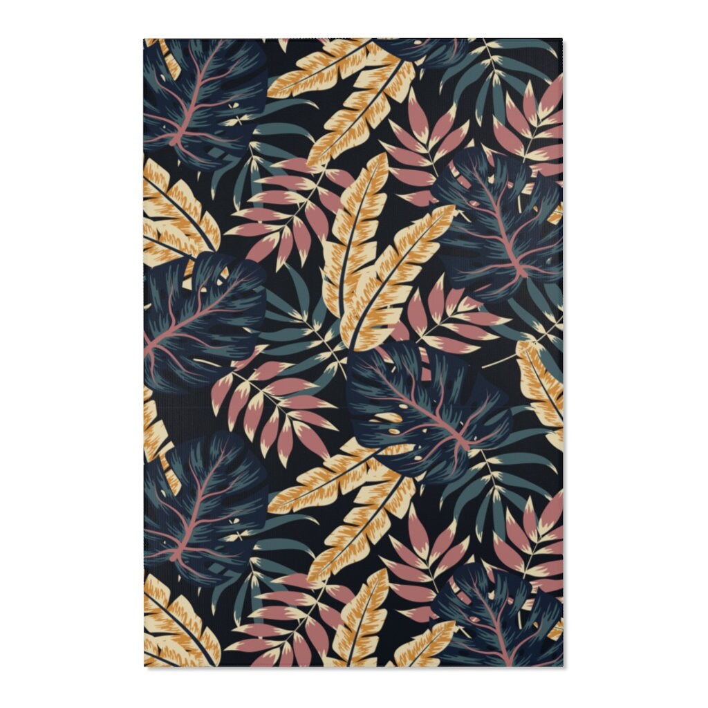 Tropical Area Rug Pink Yellow Blue Black Area Rug Tropical - Etsy