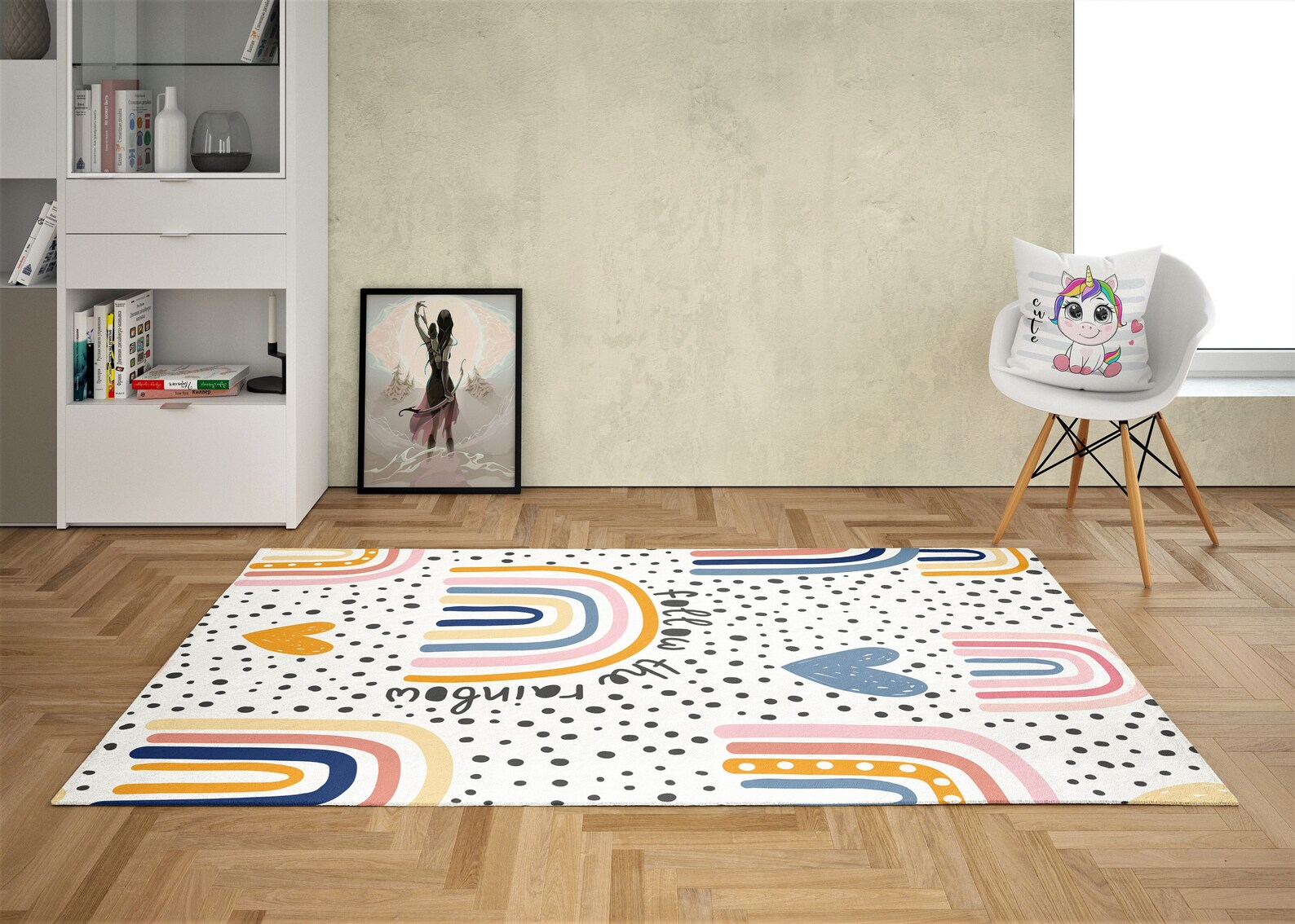 Rainbow Area Rug Polka Dots Colorful Boho Rainbow Nursery - Etsy