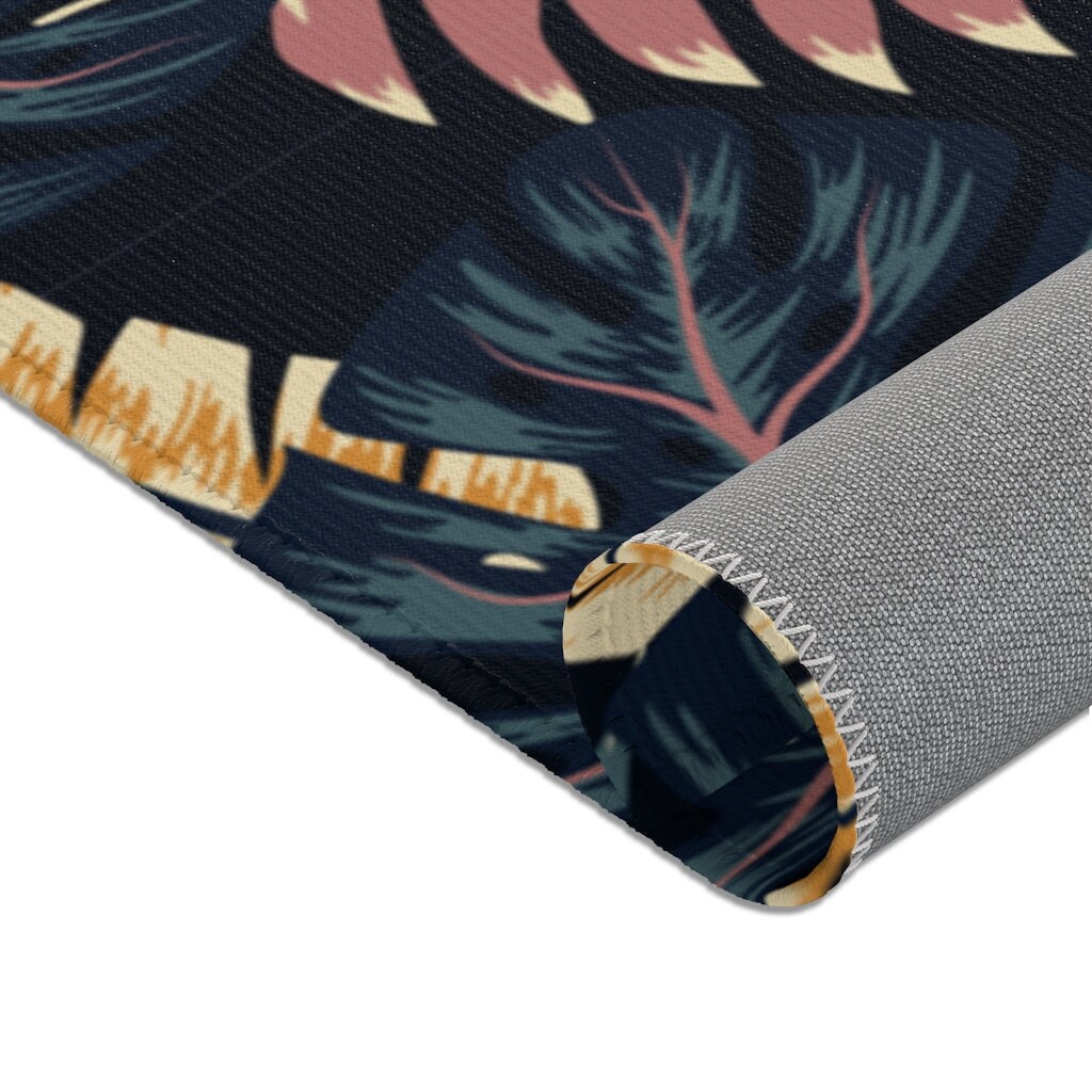 Tropical Area Rug Pink Yellow Blue Black Area Rug Tropical - Etsy