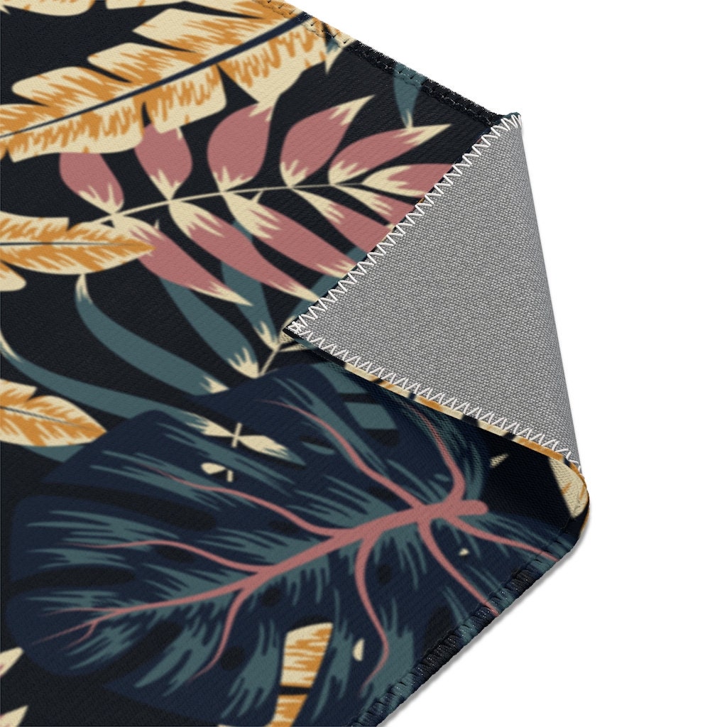 Tropical Area Rug Pink Yellow Blue Black Area Rug Tropical - Etsy