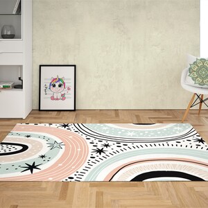 Boho Rainbow Nursery Rug Pink Blue Boho Area Rug Cute - Etsy