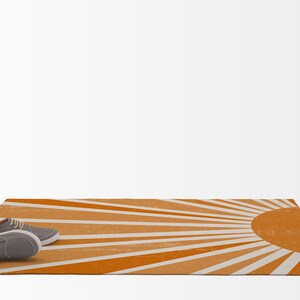 Retro Area Rug, Boho Sunset Area Rug, Orange and White Area Rug, Boho ...