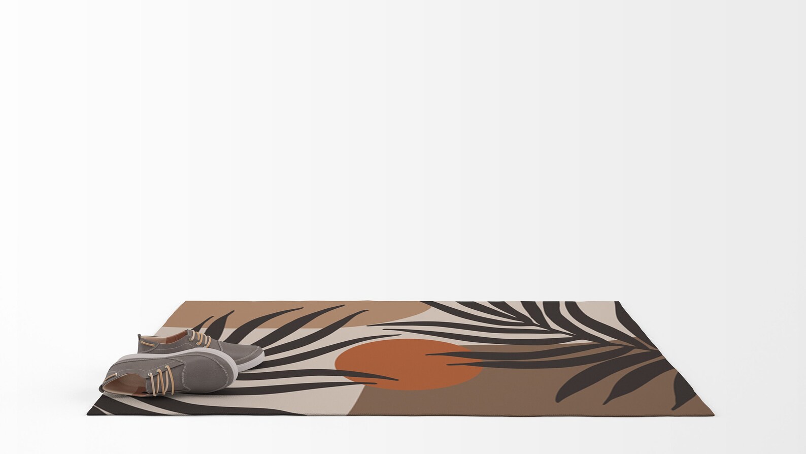 Boho Sun Area Rug, Botanical Leaf Area Rug, Boho Plant Rug, Palm Leaf ...