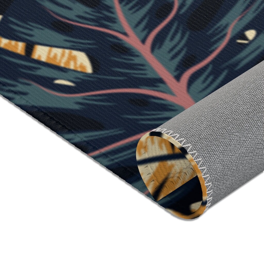 Tropical Area Rug Pink Yellow Blue Black Area Rug Tropical - Etsy