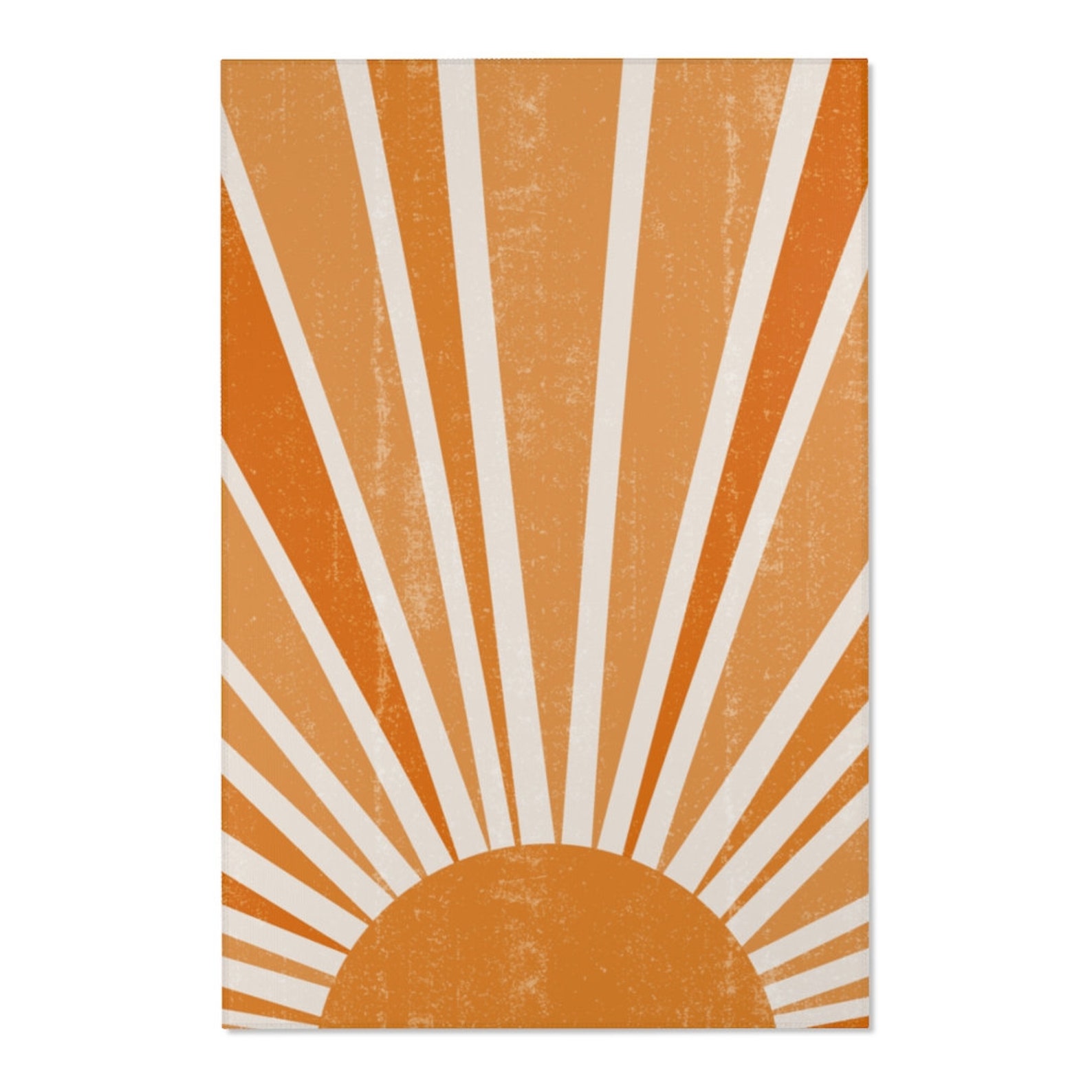Retro Area Rug, Boho Sunset Area Rug, Orange and White Area Rug, Boho ...