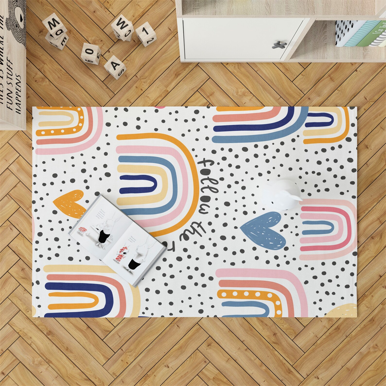 Rainbow Area Rug Polka Dots Colorful Boho Rainbow Nursery - Etsy