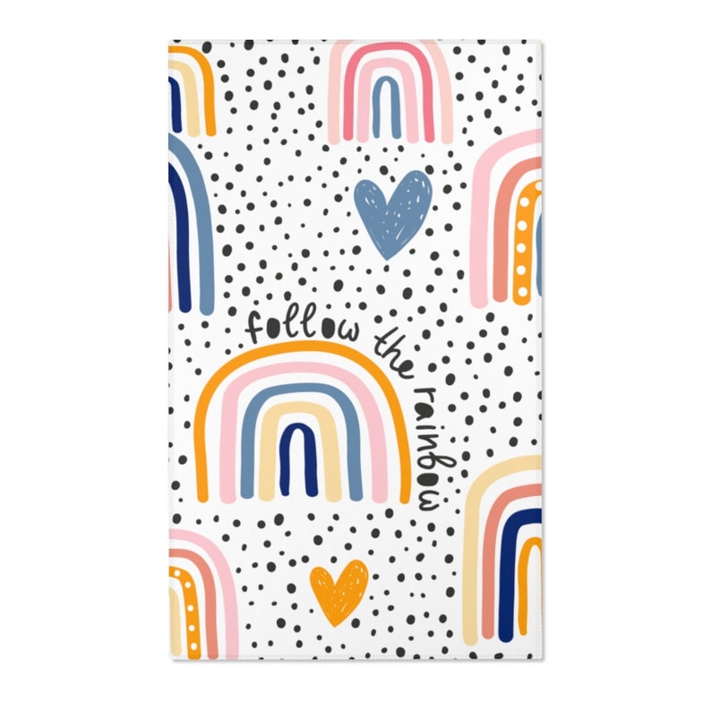 Rainbow Area Rug Polka Dots Colorful Boho Rainbow Nursery - Etsy