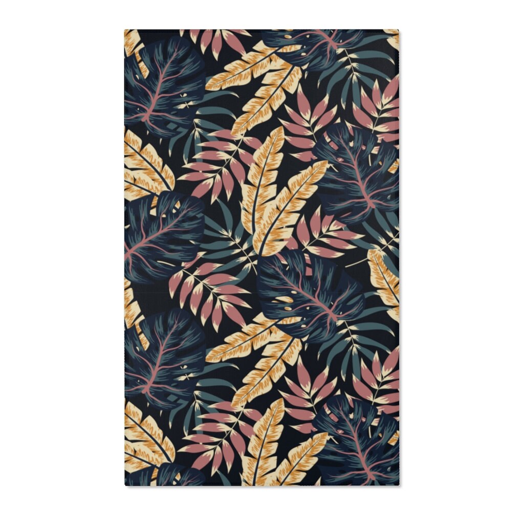 Tropical Area Rug Pink Yellow Blue Black Area Rug Tropical - Etsy