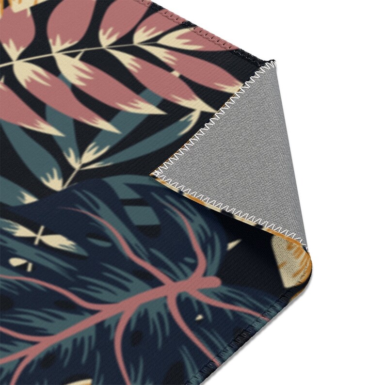 Tropical Area Rug Pink Yellow Blue Black Area Rug Tropical - Etsy