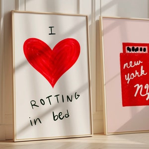 I Love Rotting in Bed Art Print, DIGITAL DOWNLOAD, Trendy Abstract Art ...
