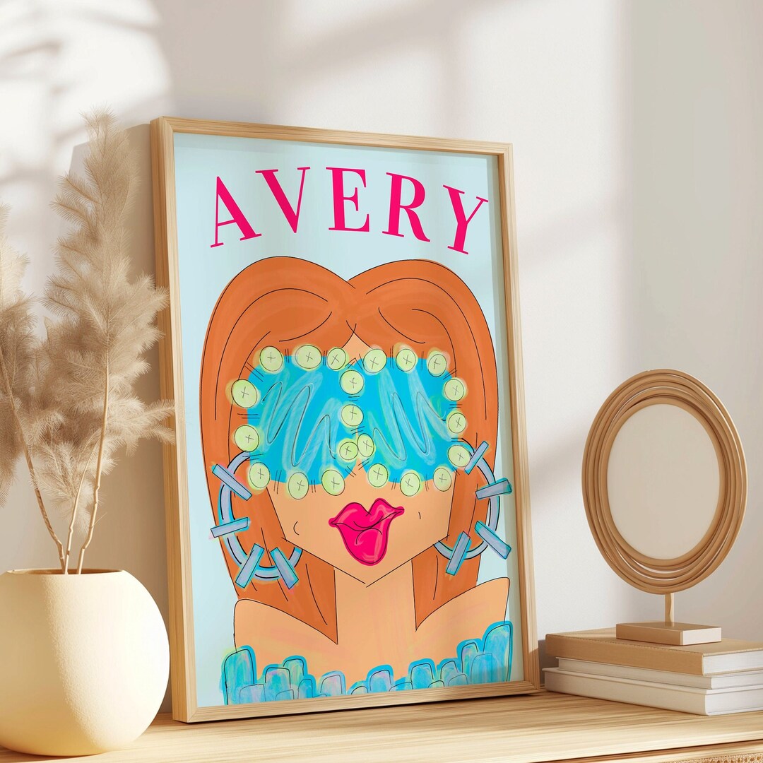 Custom Fashion Portrait – Blue Girl With Glasses, Personalized Wall Art ...
