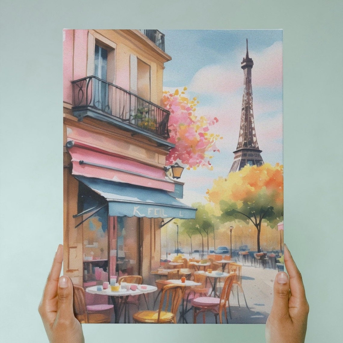 Paris Oil Painting Art Print Set of 3, Preppy Wall Art, Pastel Painting ...
