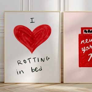 I Love Rotting in Bed Art Print, DIGITAL DOWNLOAD, Trendy Abstract Art ...
