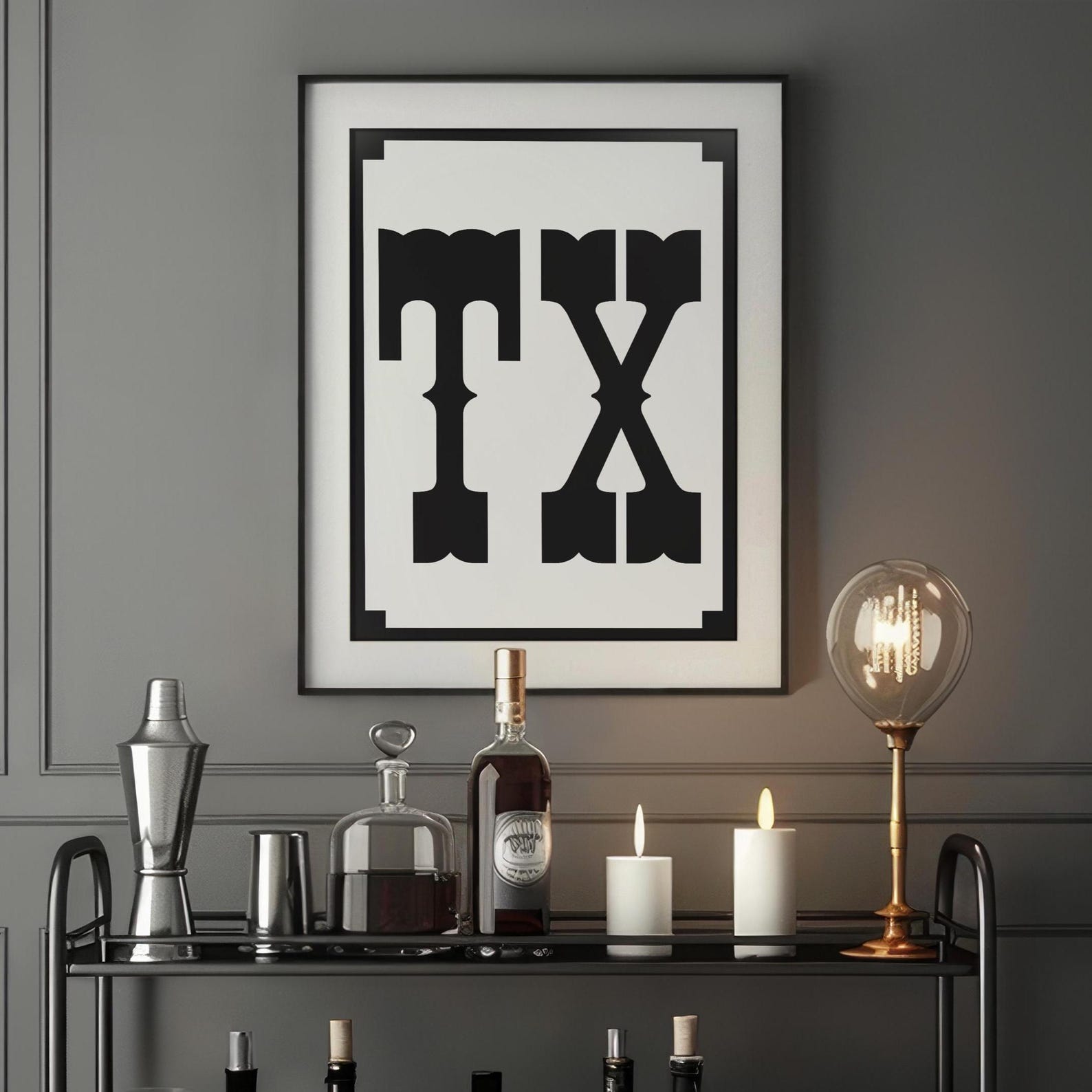 Texas State Initials Print, Western Rustic Decor (digital Download) - Etsy