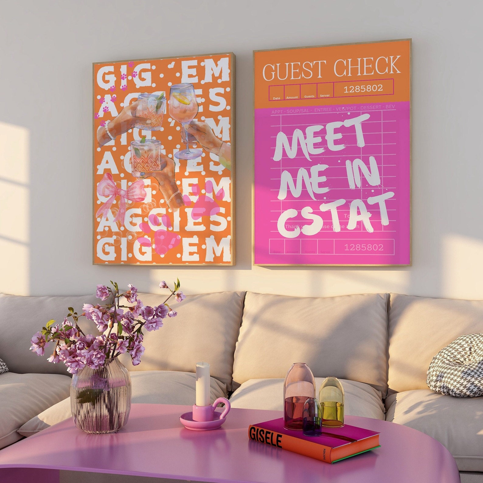 Texas A&M Print Set – College Station Bar Cart Art (digital Download ...