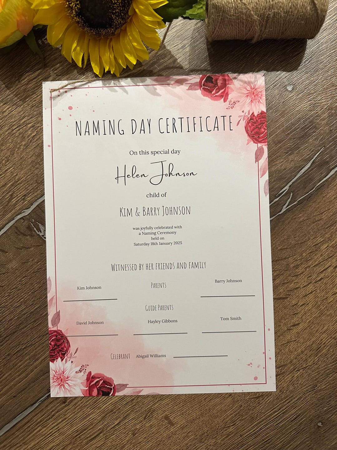 Guide Parent Certificate & Naming Day Certificate - Etsy