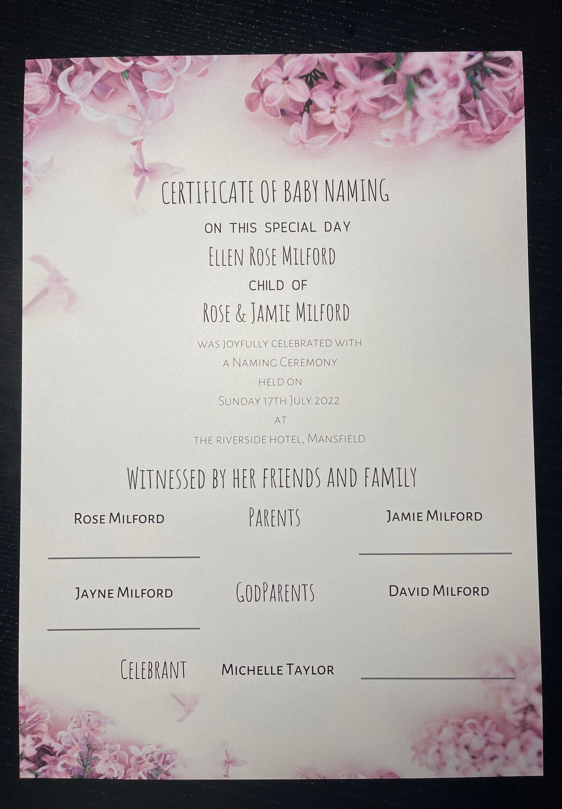 Baby Naming Certificate - Etsy