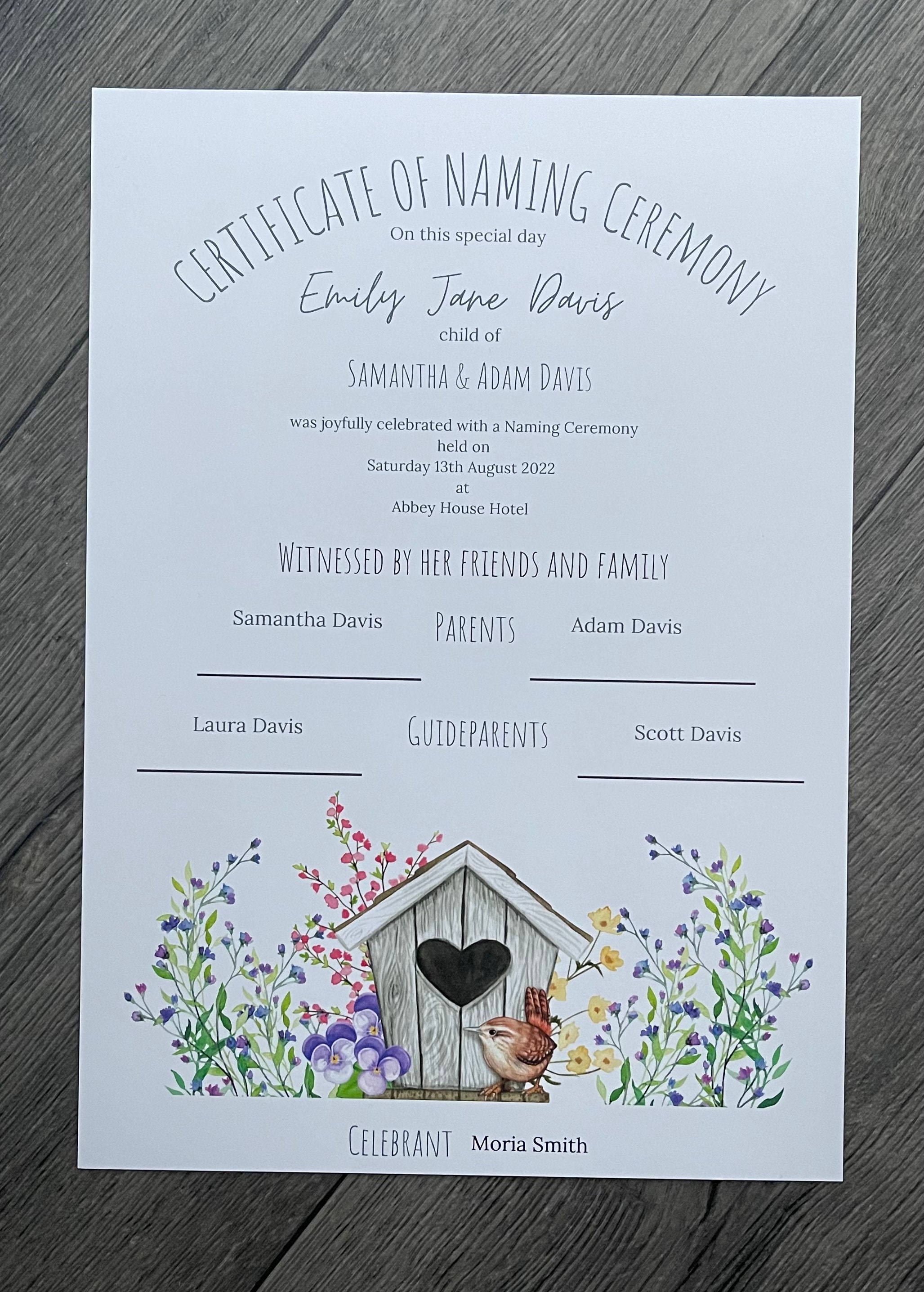 Naming Day Certificate - Etsy Australia
