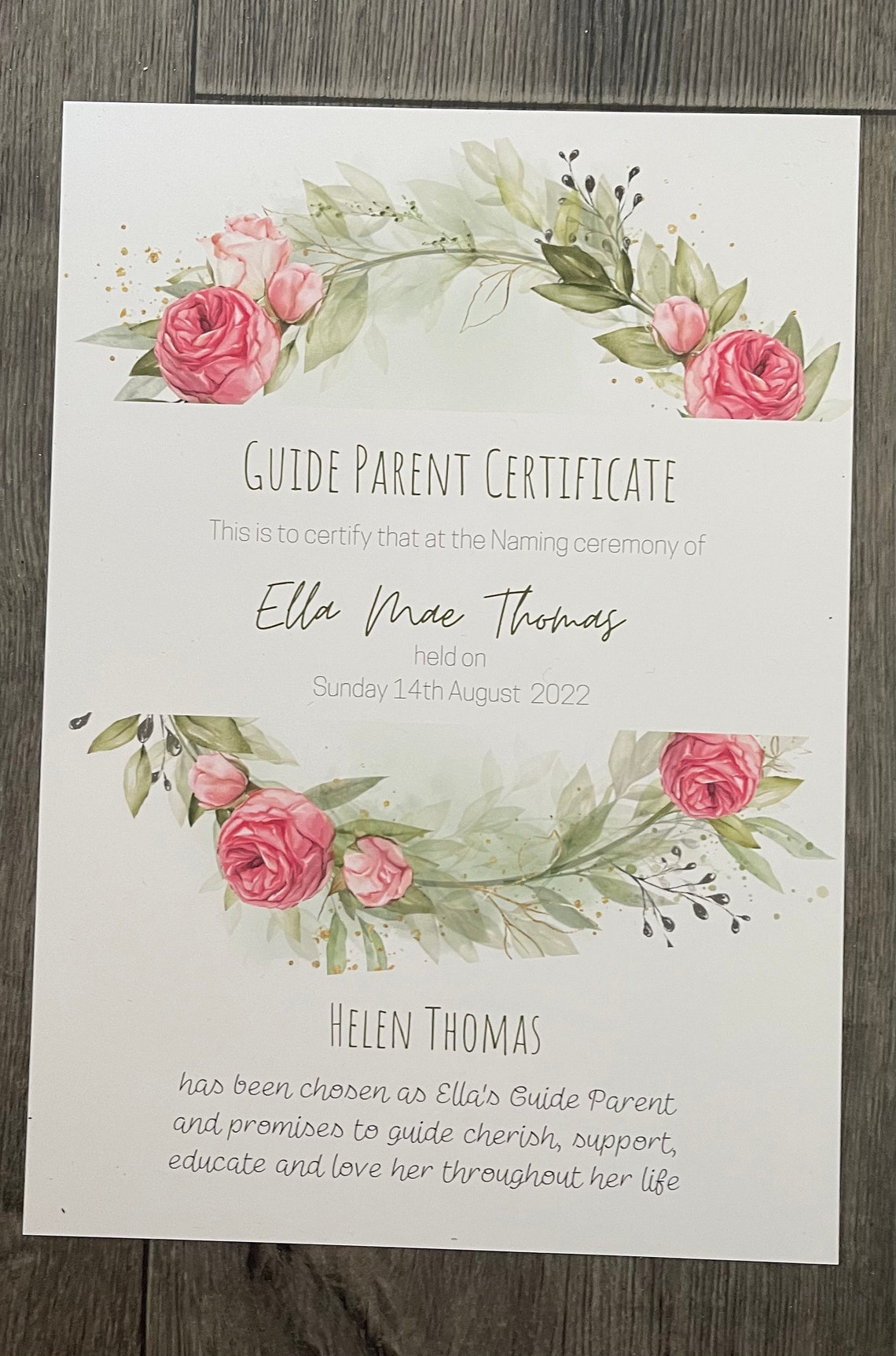 Naming Day Certificate - Etsy Australia