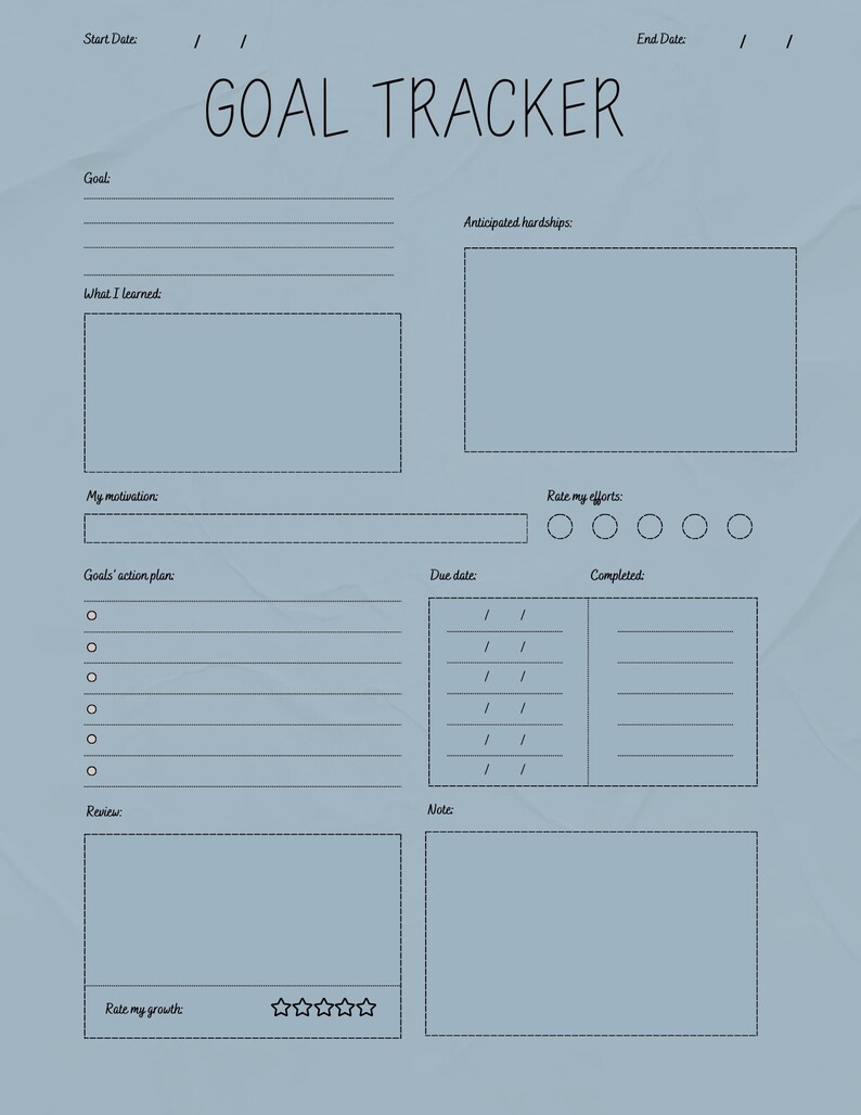 Customizable Goal Tracker Template - Plan, Track, and Achieve Your ...