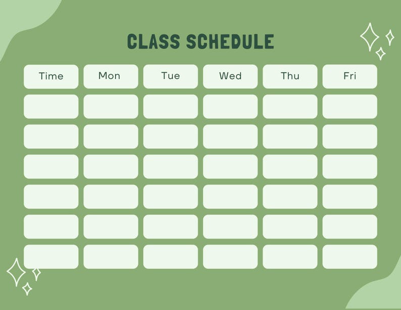 Customizable Class Schedule Template - Digital & Printable Student ...