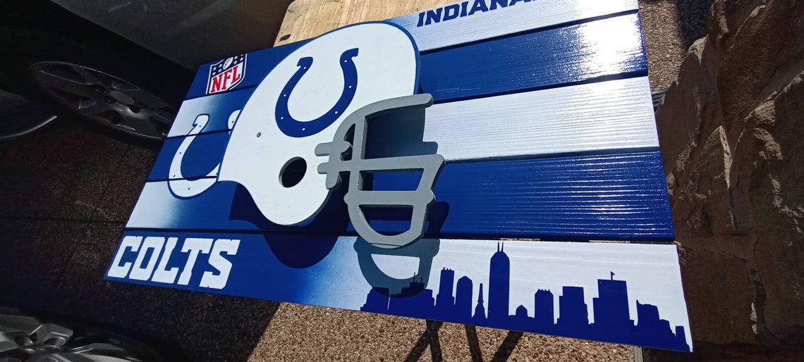 Indianapolis Colts Custom Wood Helmet Sign 26x15 - Etsy