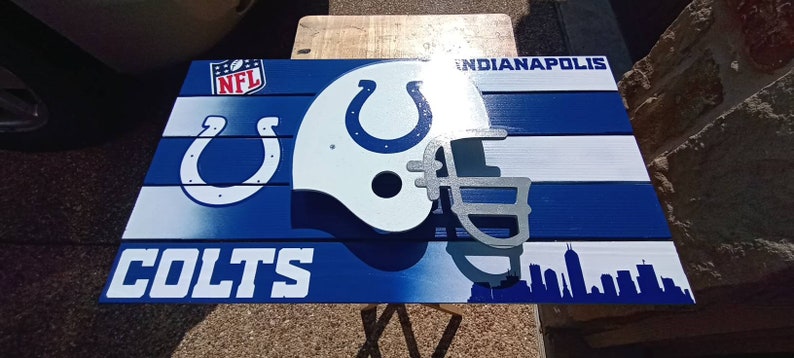 Indianapolis Colts Custom Wood Helmet Sign 26x15 - Etsy