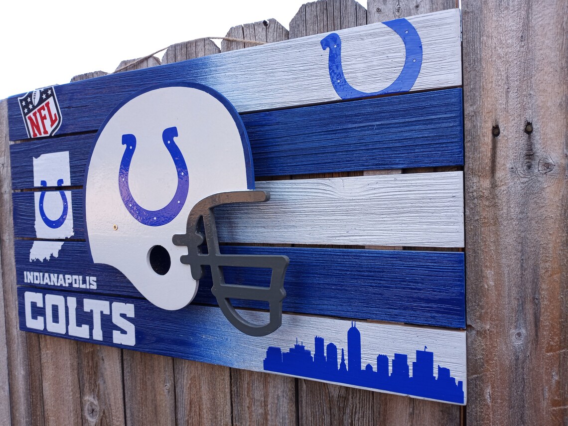 Indianapolis Colts Custom Wood Helmet Sign 26x15 | Etsy