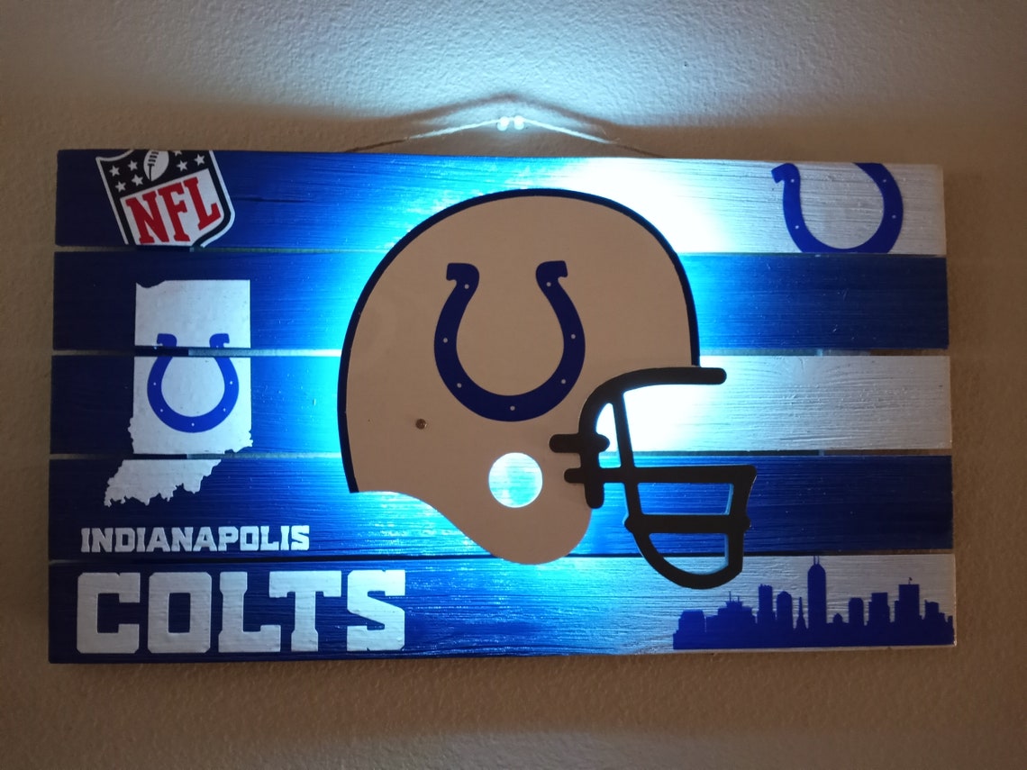 Indianapolis Colts Custom Wood Helmet Sign 26x15 | Etsy