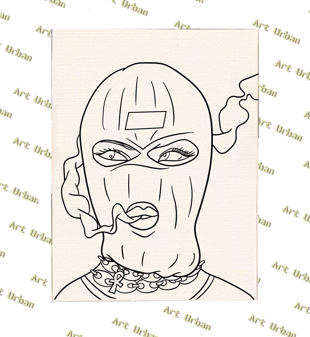 Ski Mask Gang 2 Pre Sketched Canvas, Pre Drawn Canvas for Painting, Sip ...