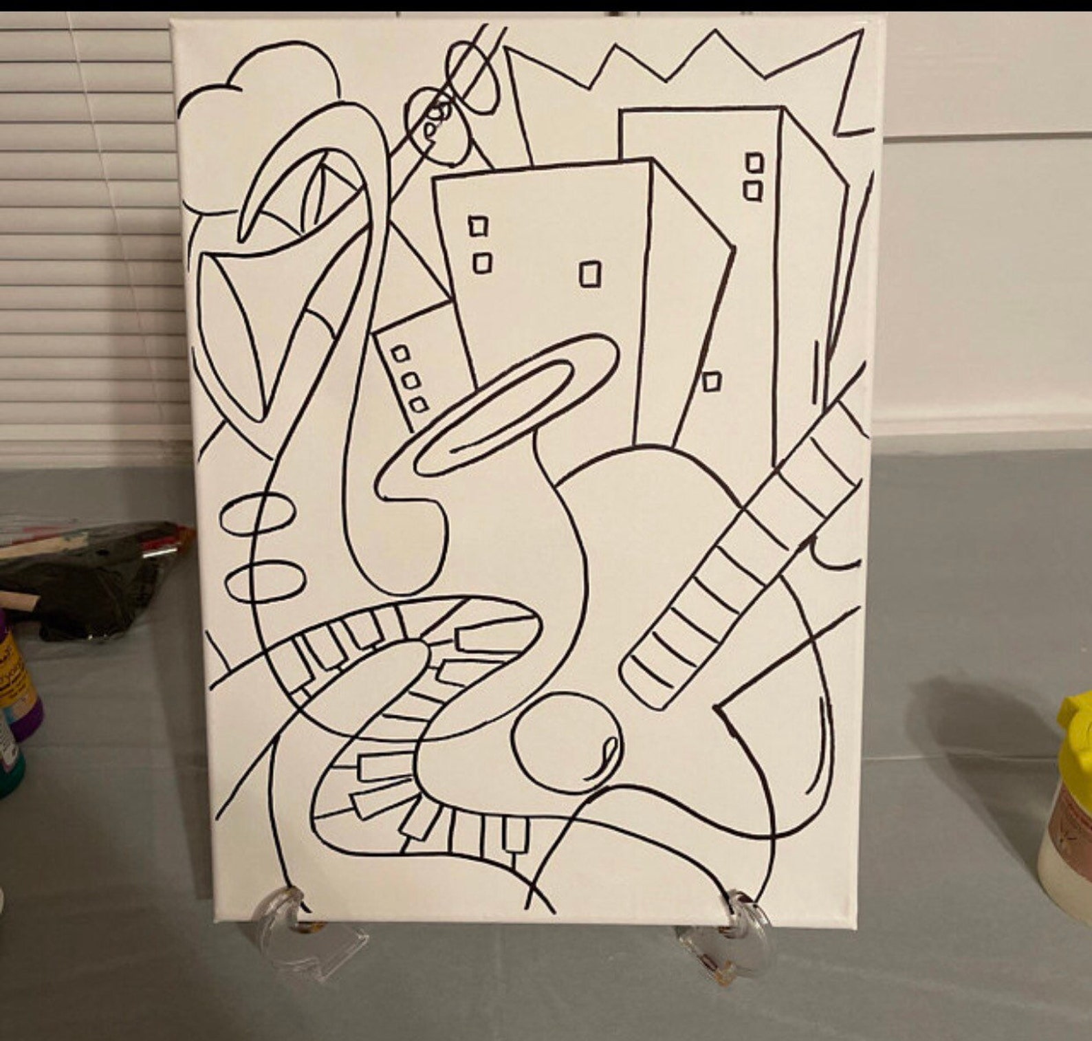 Abstract Pt 3 Pre Sketched Canvas Pre Drawn Canvas for | Etsy